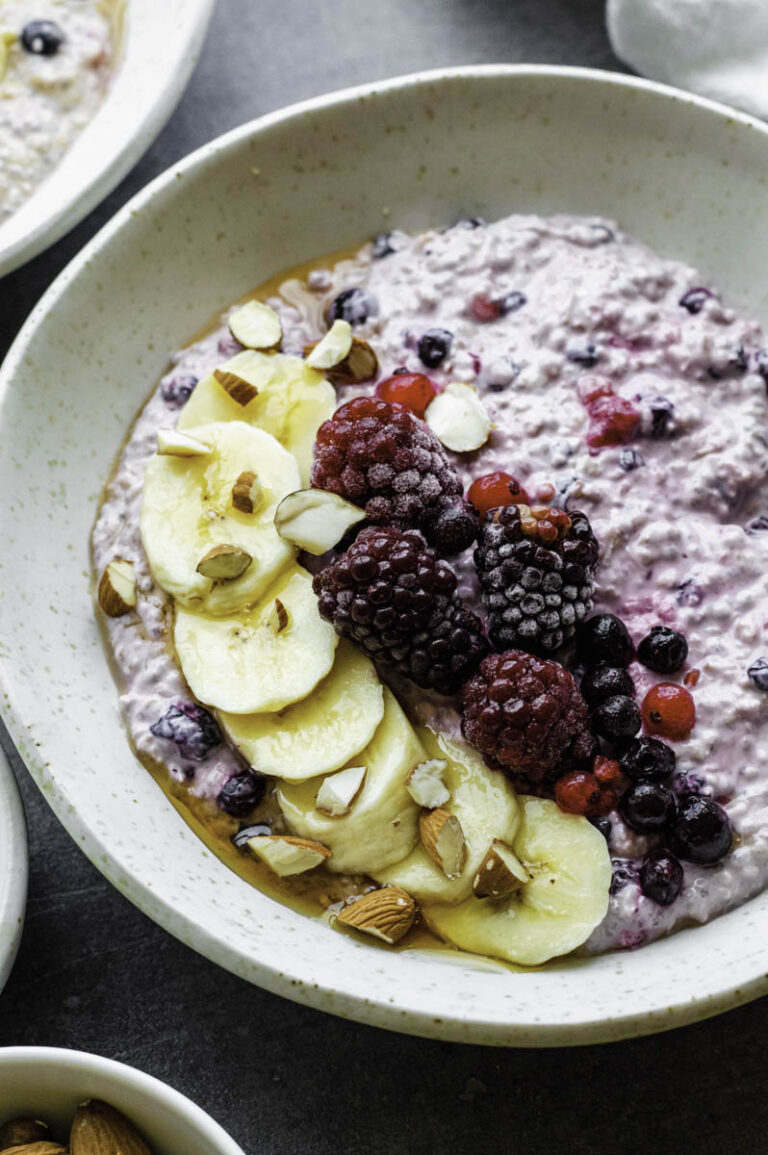 Overnight Oats with Frozen Fruit - Sunglow Kitchen